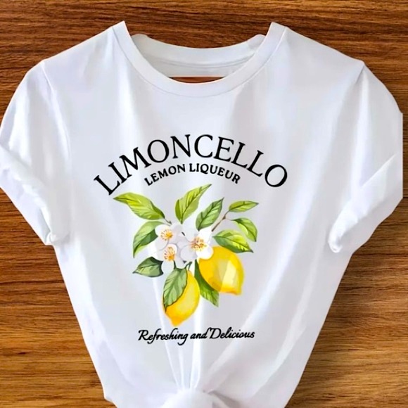 Unbranded | Tops | Limoncello Lemon Liqueur Print Womens White Tee Szl ...